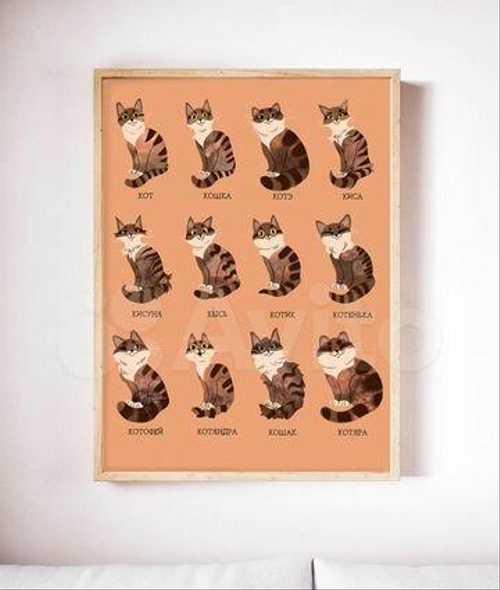 Плакат "Просто Постер" Коты 50x70 в раме