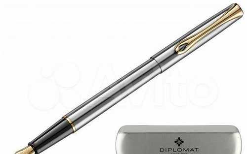 Ручка перьевая Diplomat Traveller stainless steel gold F, синий (D10057453)