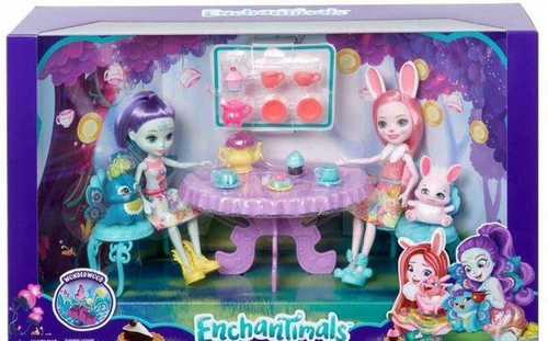 Набор кукол Mattel Enchantimals, Чаепитие, Пэттер Павлина и Бри Кроли, с питомцами и аксессуарами (GLD41)