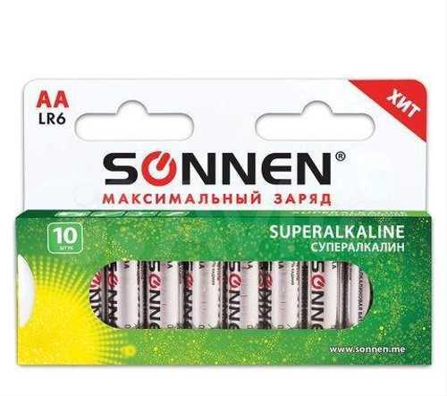 Батарейки алкалиновые "Sonnen Super Alkaline", аа (LR06, 15А), 10 штук