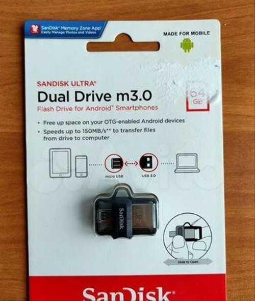 USB флешка SanDisk Ultra Dual Drive m3.0 64Gb