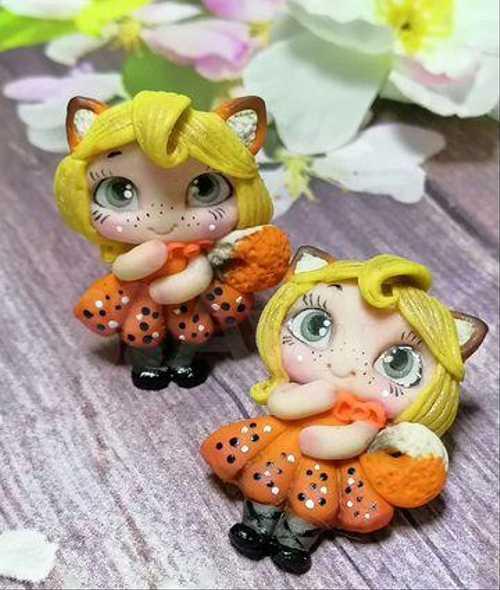 Кабошон "девочка-лисичка"