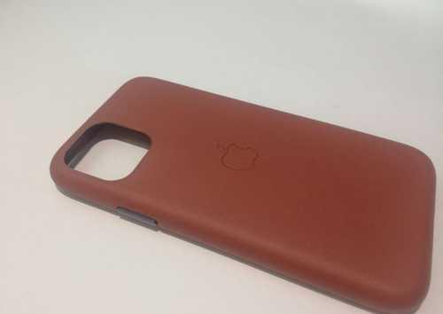 Чехол iPhone 11 Pro кожаный темно коричневый цвет