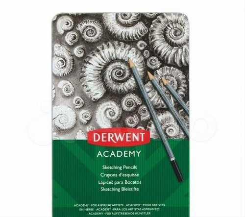 Карандаши чернографитные Derwent Academy, Sketching Tin, 12 штук, 5H-6B, металлическая коробка (2301946)