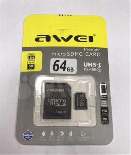 Карта памяти MicroSD awei 64gb