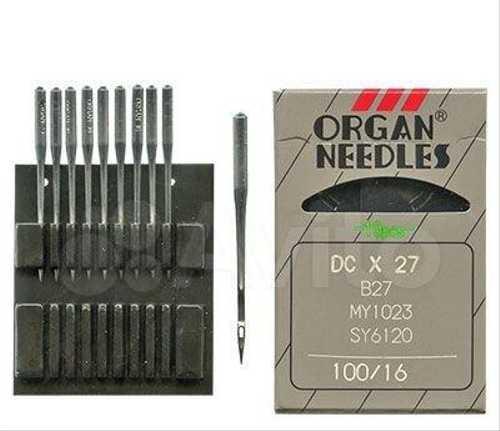 Набор игл для промышленных швейных машин "Organ Needles" (для обработки срезов), №080, 10 штук, арт. dcх27
