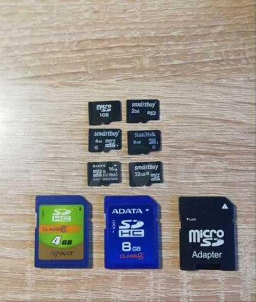 Карта памяти MicroSD + SD + адаптер MicroSD/ SD