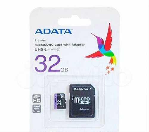 Карта памяти microsdhc Adata Premier UHS-1 Class10 32GB + адаптер - влагозащищенный корпус, ударопрочное исполнение, работа в широком диапазоне темп