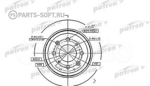 Patron PBD2646 Диск тормозной задн honda civic IV Fastback 94-97, civic V Aerodeck 98-01, civic V Fastback 97-01, concerto 89-96, concerto седан 89-95