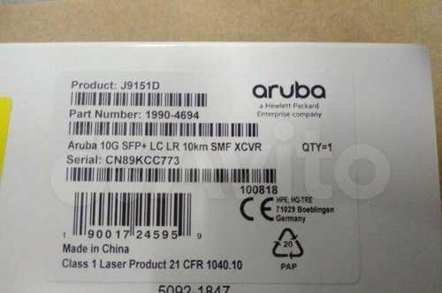 Трансивер HPE J9151 Aruba 10G SFP+ LC LR 10km SMF