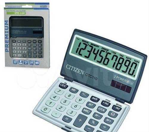 Калькулятор Citizen карманный 10 разрядов, двойное питание 106x63 мм (CTC-110WB10)