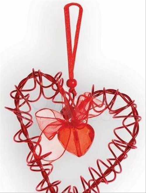 Подарочная декоративная подвеска в дом "витое сердце " плетеное 12 см на шнурке