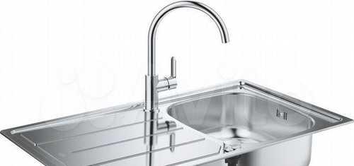 Комплект Grohe Bau 31562SD0 Мойка кухонная K200 31552SD0 + Смеситель BauEdge 31367000 для кухонной мойки