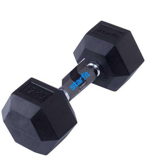 Гантель обрезиненная DB-301 12 кг, черная Starfit