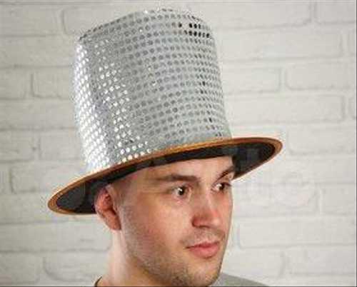 Карнавальная шляпа «Цилиндр», р-р 56-58, цвет серебряный
