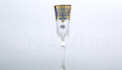 Набор фужеров для шампанского Astra Gold Natalia Golden Blue Decor 180мл(6 шт)