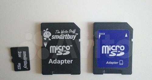 Карта памяти MicroSD 2 гб + адаптер микро сд