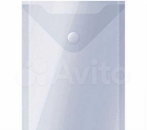Папка-конверта на кнопке "OfficeSpace", А6, 150 мкм, прозрачная (10 штук) (количество товаров в комплекте: 10)