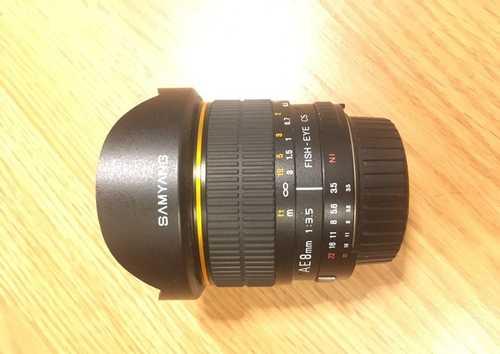 Объектив Nikon Samyang AE 8mm f3.5 фишай