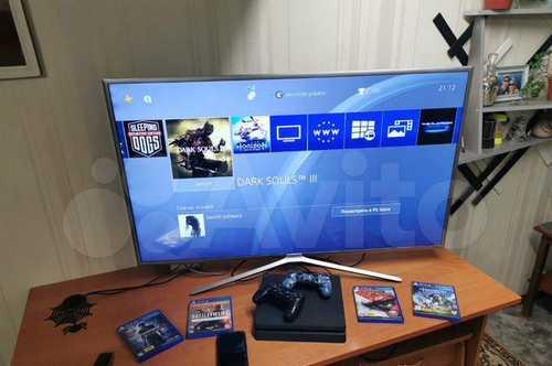 Ps4 slim 500G + 2 геймпада + игры