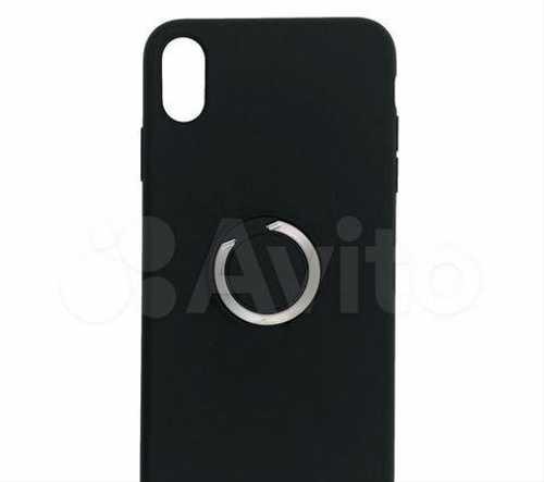 Чехол-накладка iP XS Max Derbi Slim Silicone-3 с кольцом черный