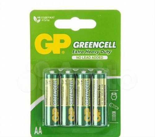 Батарейка солевая GP Greencell Extra Heavy Duty, AA, R6-4BL, 1.5В, блистер, 4 шт