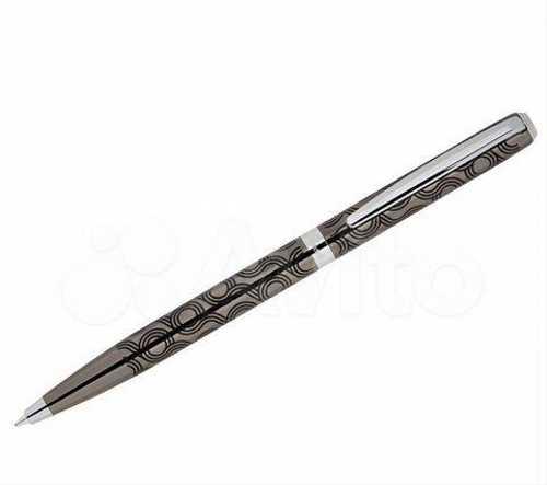 Ручка шариковая Delucci "Motivo", синяя, 1,0 мм, корпус оружейный металл/серебро, поворотная (CPs 11400)