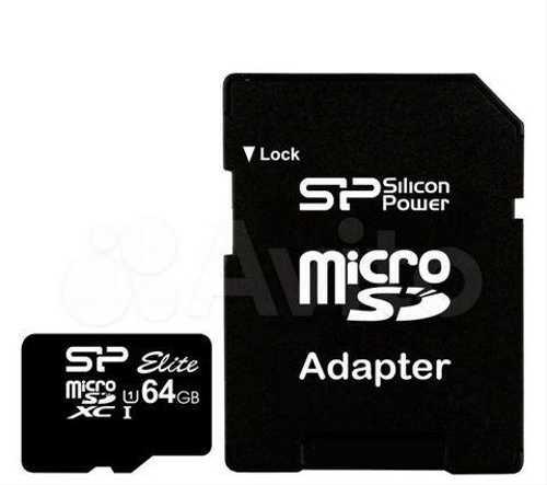 Карта памяти microsdhc Silicon Power 64Gb SP064gbstxbu1V10-SP