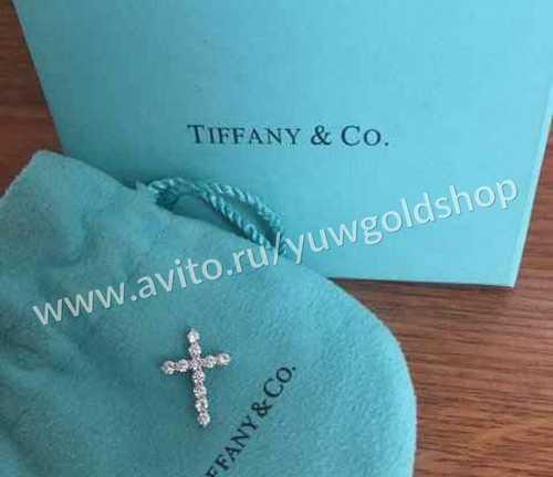 Золотой крестик Tiffany с брилл 0.8 ct. 3/3