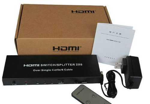 Hdmi сплиттер/свитчер 2х6 - удлиннитель(extender)