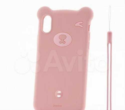 Чехол-накладка iP XS Max Baseus Bear Pink