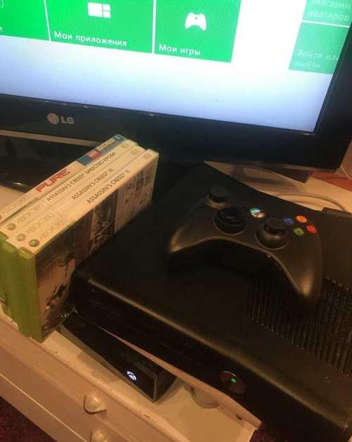 Xbox 360 Slim + 5 игр
