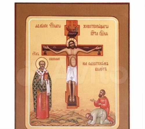 Икона "Обретение Животворящего Креста Господня в Годеново", 95х140 мм