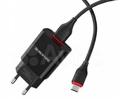 Сзу USB 2.1A borofone BA20A Sharp кабель Micro черный