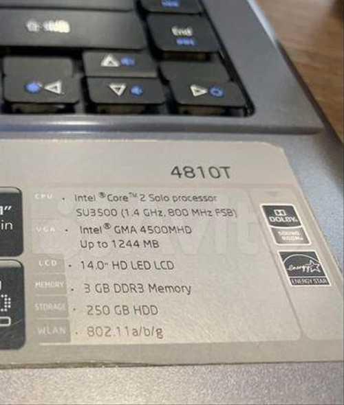 Ноутбук Acer aspire 4810T
