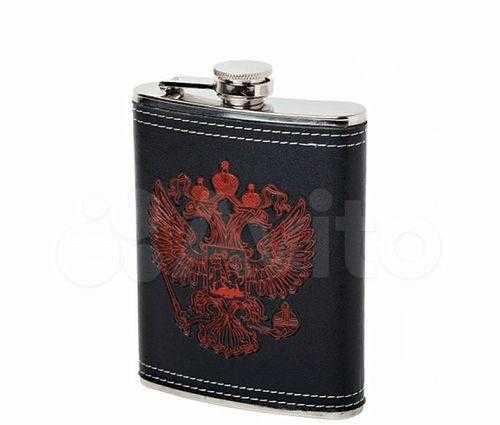 Фляжка 240мл 8oz Hip Flask Герб кожа