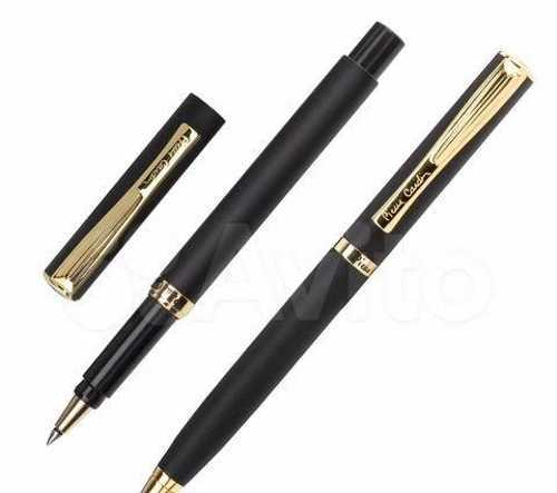 Набор ручек Pierre Cardin шариковая ручка + ручка-роллер, корпус черный, латунь, синий (PC0867BP/RP)