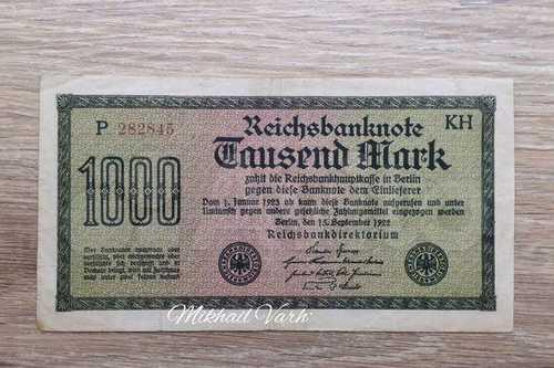 Банкнота 1000 марок 1922 Германия Веймарская