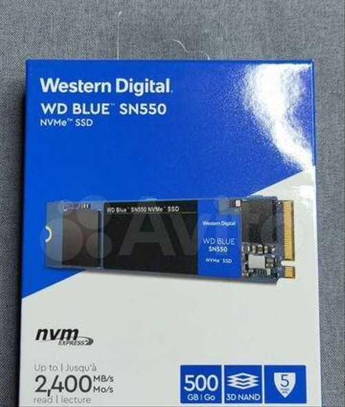 SSD M.2 WD Blue SN550 500 Gb PCI, новый, радиатор