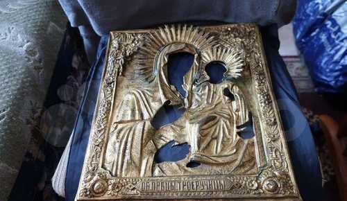 Старинный оклад от иконы Богородица Троеручница