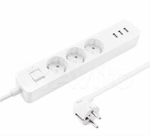 Сетевой фильтр-удлинитель xiaomi Mi Power Strip (3-outlet, 3 USB) xmcxb04QM белый 1,4м