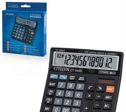 Калькулятор Citizen настольный, 12 разрядов, двойное питание, 130x128 мм (CT-555N)