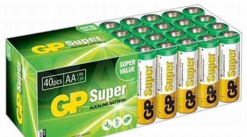 Батарейка GP Super Alkaline 15A LR6 AA, 40 штук