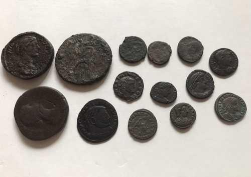 Античные монеты 14 шт древний Рим