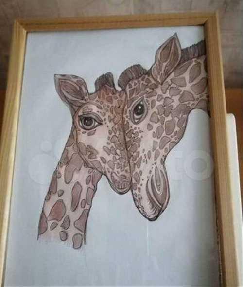 Картина "Влюбленные жирафы"