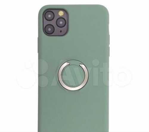 Чехол-накладка iP 11 Pro Max Derbi Slim Silicone-3 с кольцом мятно-зеленый