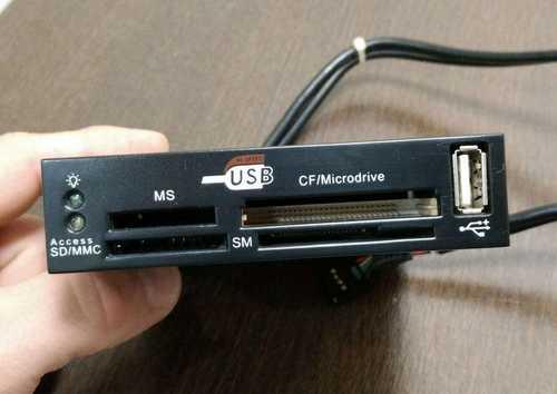 Картридер USB 2.0 внутренний 3,5"