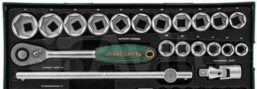 Набор торцевых головок 1/2"DR 8-34 мм, 28 предметов (ложементы) jonnesway S04H4728SP