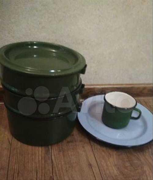 Набор эмалированной посуды зеленые СССР