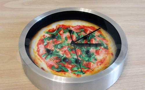 Настенные часы для кухни "Пицца" металл новые